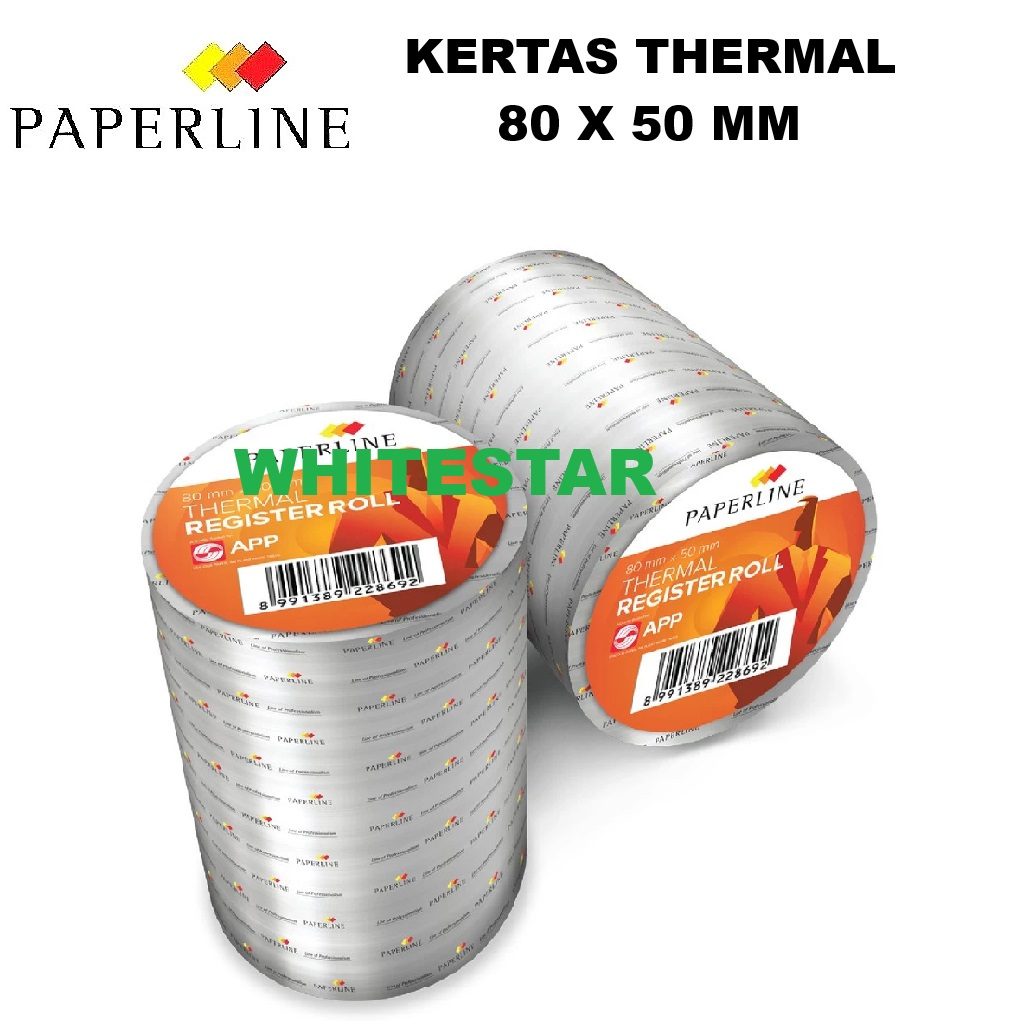 Jual kertas rol / struk kasir thermal paper paperline - 80 x 50 mm ...