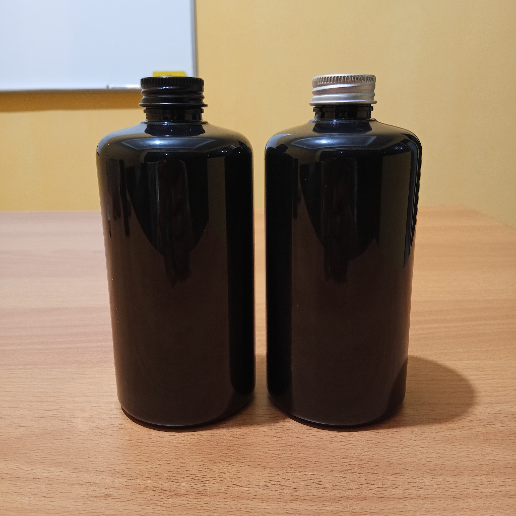 Jual Botol Ulir 500ml PET Hitam Neck 28 / Botol HS 500ml Hitam set tutup Ulir Alumunium Neck 28 ...