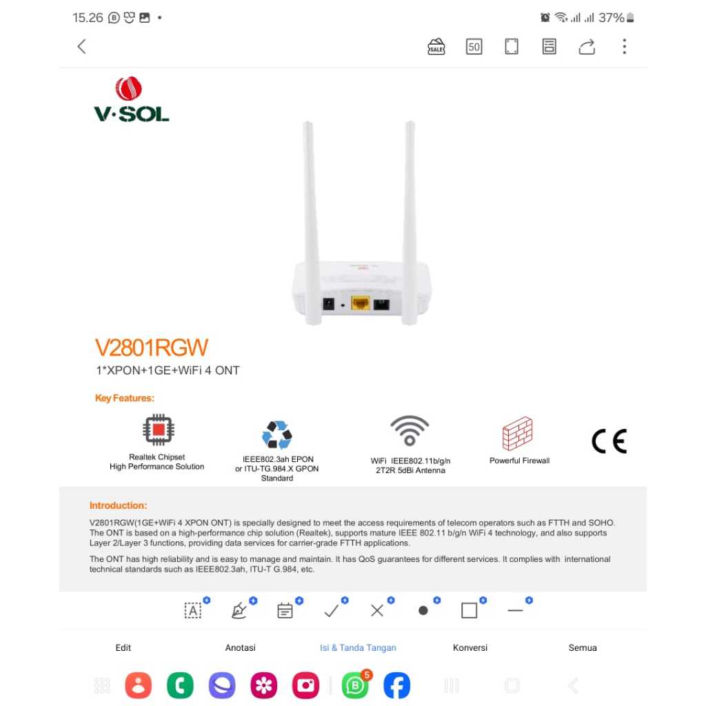 Jual ONU XPON VSOL V2801RGW | Shopee Indonesia