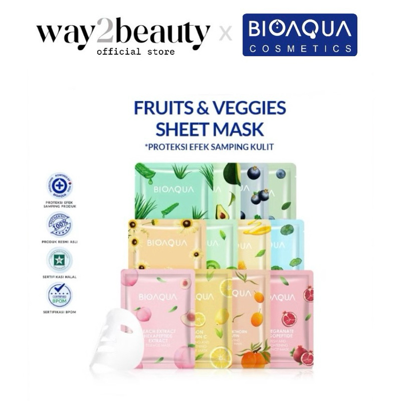 Jual [READY!!] BIOAQUA Sheet Mask Masker Wajah Fruit Veggies Series & Flower Series (28g/pcs ...
