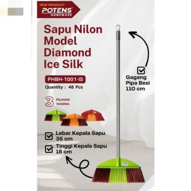 Jual PHBH-1001-IS POTENS Sapu Lantai Lebar Nilon Model Diamond Ice Silk ...