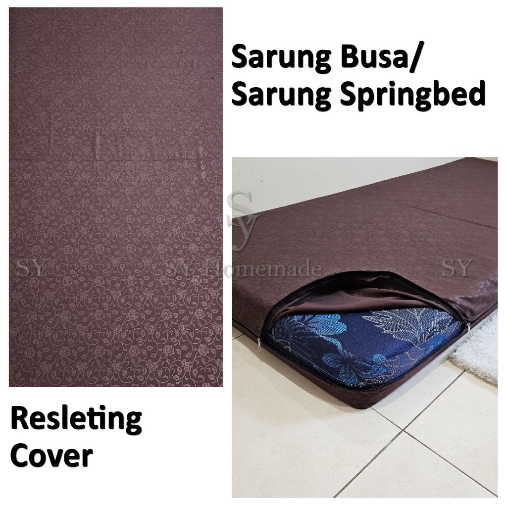Jual Sarung Kasur Busa / Springbed Resleting Cover Motif Polos Cokelat ...