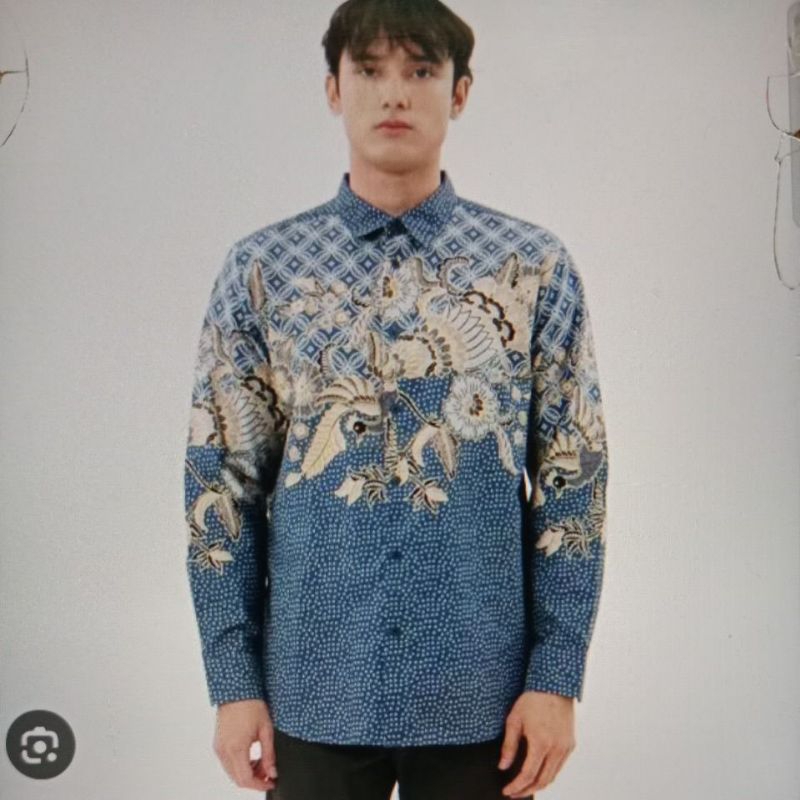 Jual M231 kemeja pria batik panjang navy 1699B | Shopee Indonesia
