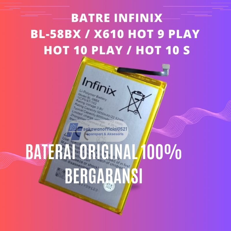 Jual BATERAI Infinix BL58BX / X601 HOT 9 PLAY / HOT 10 PLAY/HOT 10S ...
