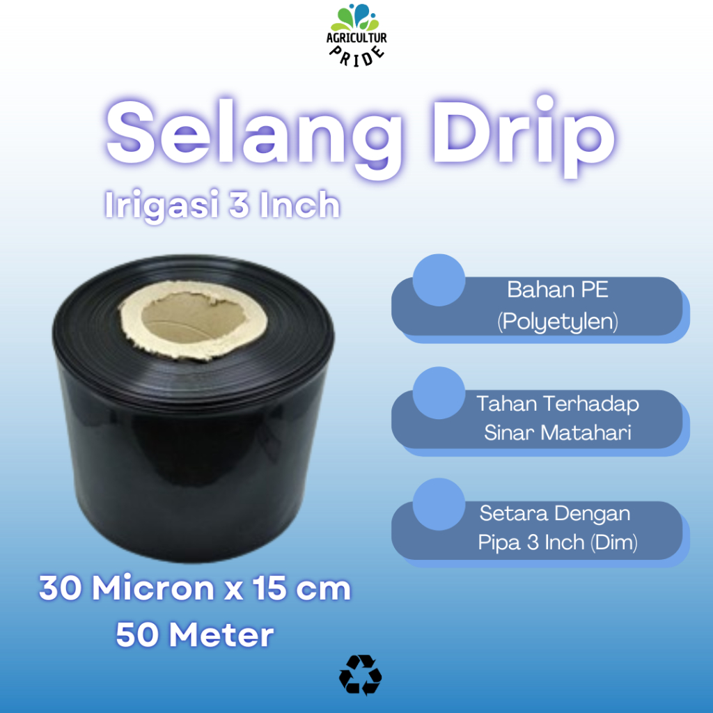 Jual Selang Irigasi Drip 3 Inch 30 Micron 15cm 50 Meter – Fleksibel & Anti Bocor untuk Sawah dan ...