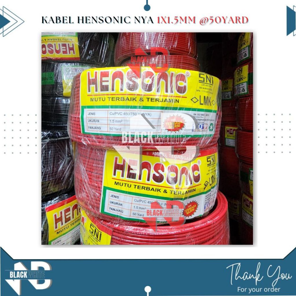 Jual (50 Yard) Hensonic Kabel NYA Tunggal 1x1.5mm dan 1x2.5mm / Kabel NYA Instalasi Listrik ...