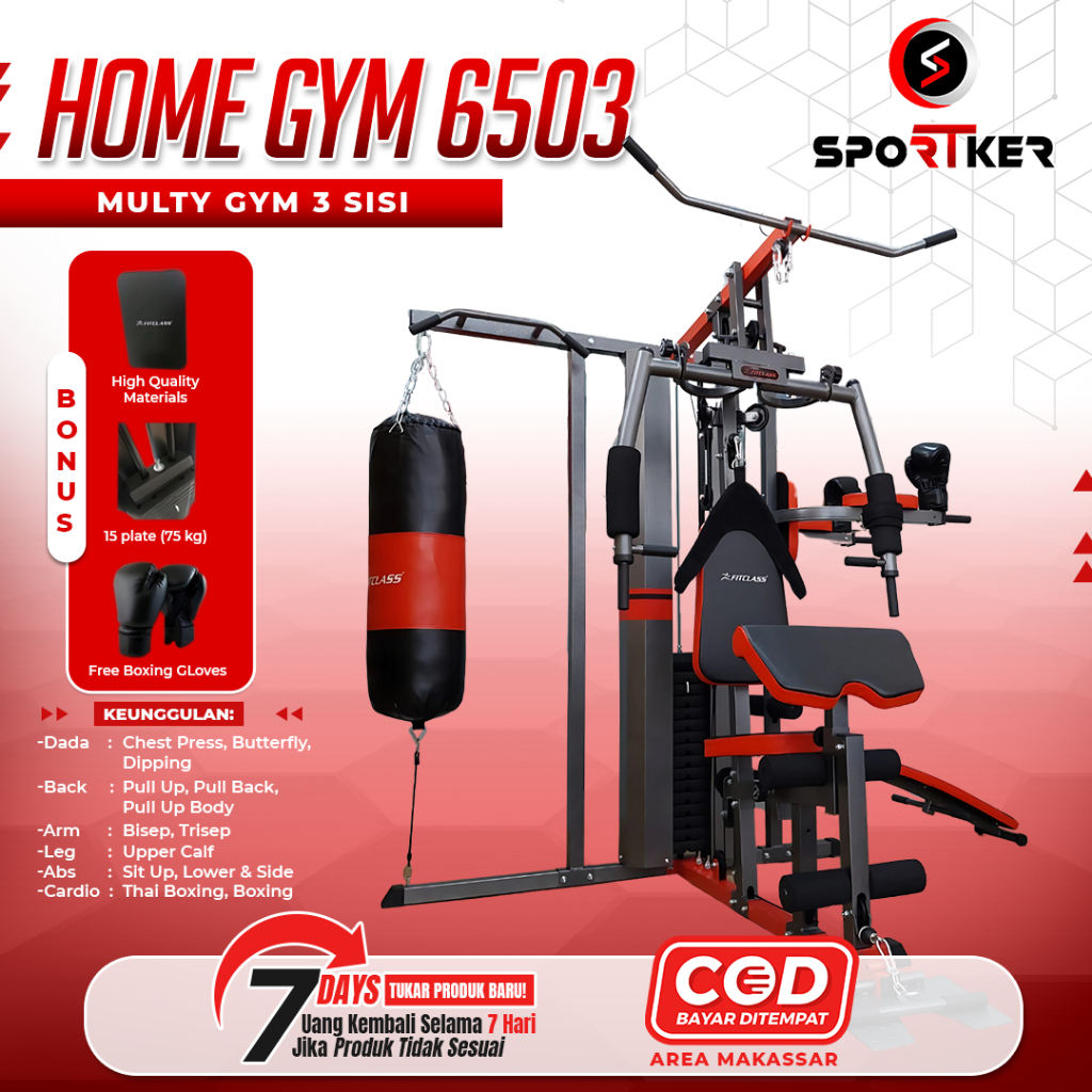 Jual Alat Fitness Olahraga Home Gym 3sisi { HG 6503 } Multigym Makassar | Shopee Indonesia