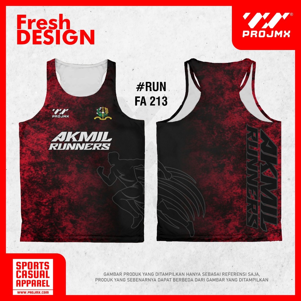 Jual PROJMX - KAOS JERSEY SINGLET AKMIL RUNNERS REDBLACK EDITION FULL ...
