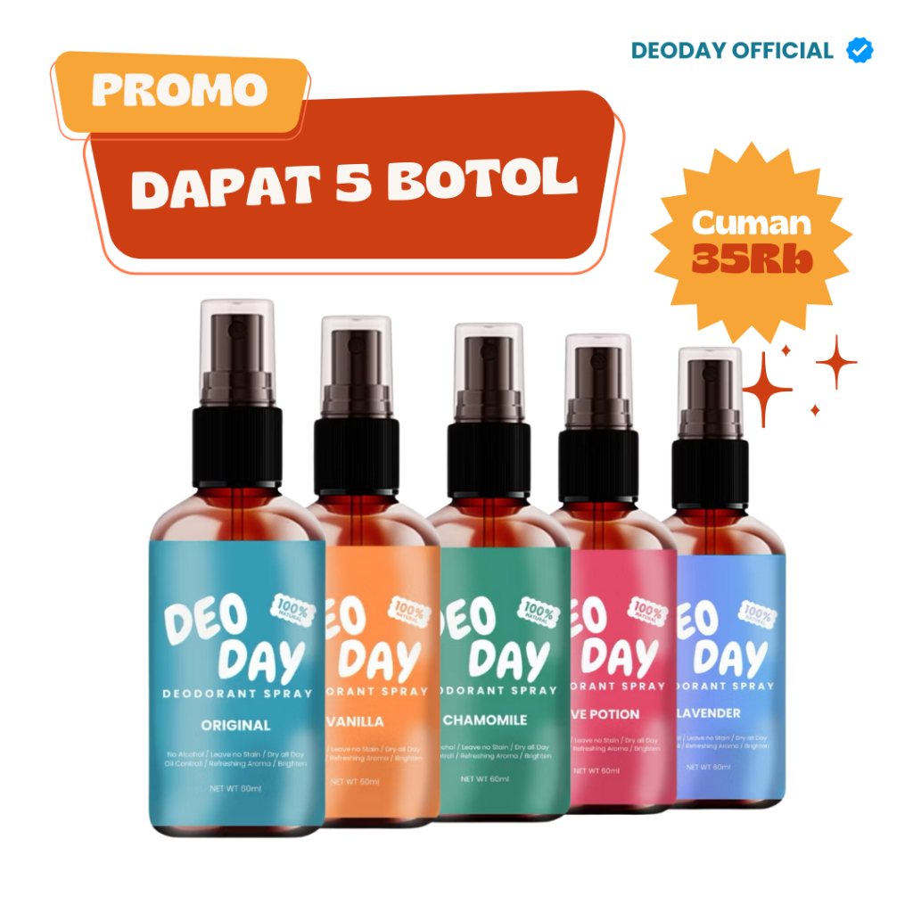 Jual DEODAY Deodorant Tawas Spray 5 Botol Atasi Keringat dan Bau Ketiak ...