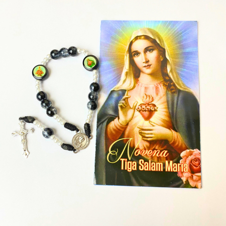 Jual Paket Doa Novena Tiga Salam Maria Batu Pecah Hitam dan Variasi (1 Rosario dan 1 Panduan Doa ...