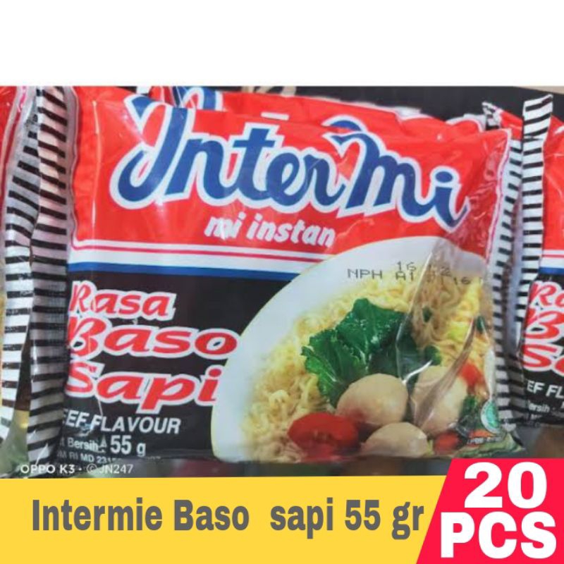 Jual Mie Intermie kuah Baso Sapi 55 gr isi 20 Pcs | Shopee Indonesia