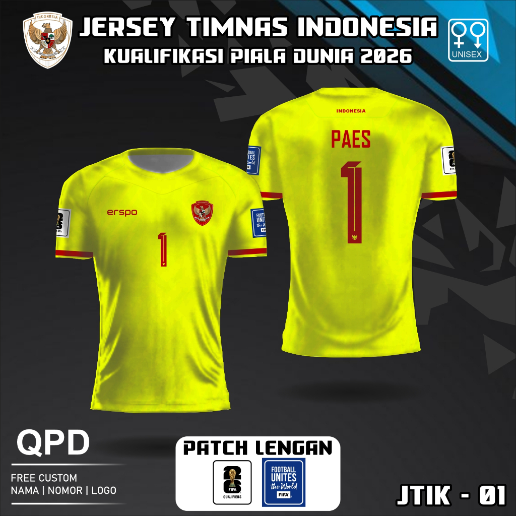 Jual Jersey Kiper kaos sepak bola baju timnas indonesia terbaru FREE CUSTOM NAMA & NOMOR ...