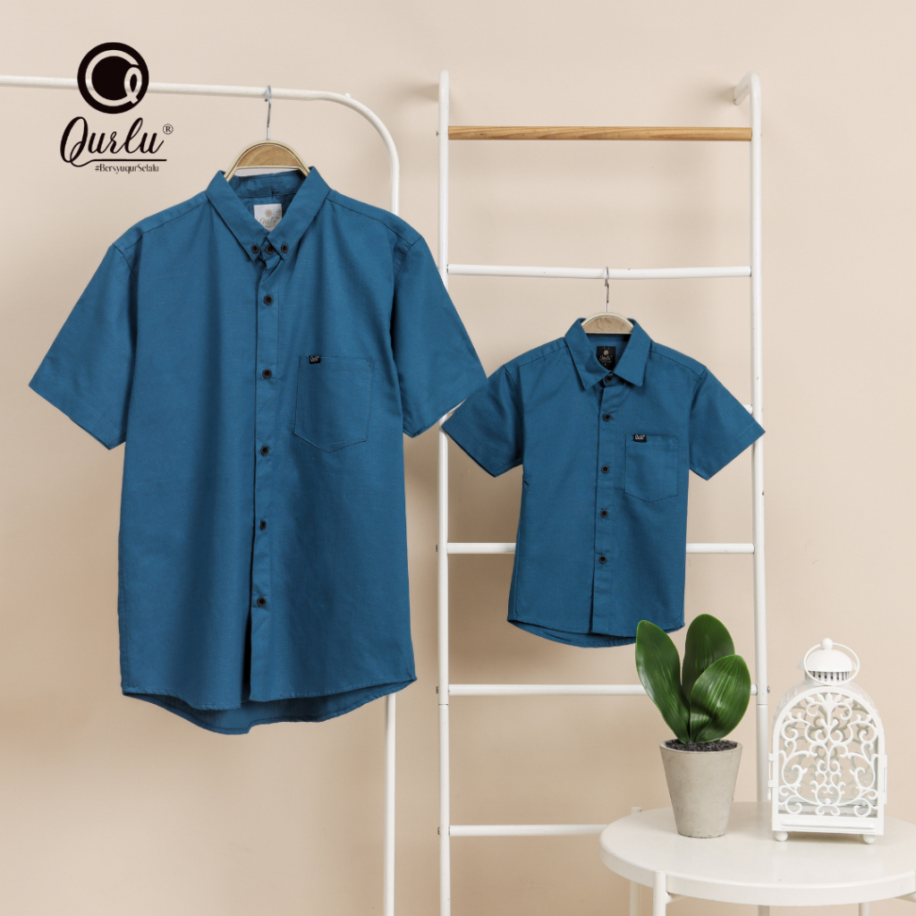 Jual Qurlu - Kemeja KERAH FORMAL dewasa/anak warna biru INDIGO ...