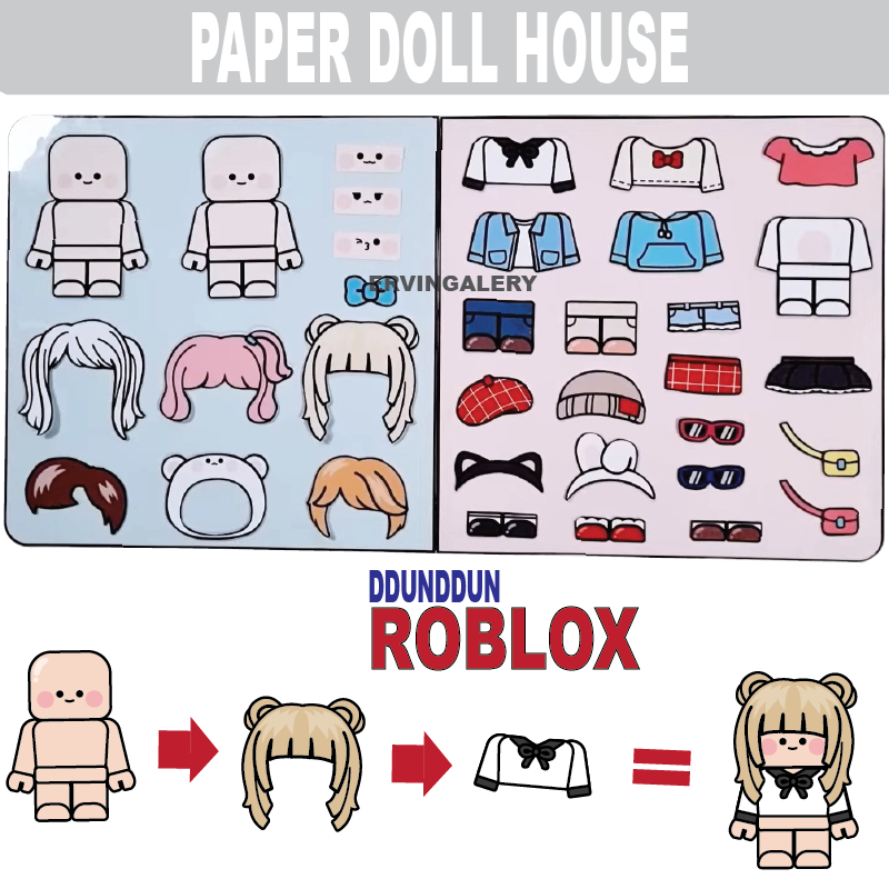 Jual BUKU BONEKA paper doll house ROBLOX DINO busy book mainan edukatif ...