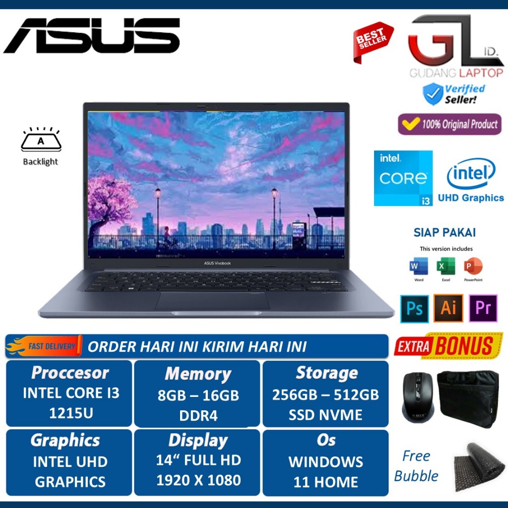 Jual Laptop Asus Vivobook 14 A1404za Intel I3 1215u 16gb 512gb Ssd 14.0 ...