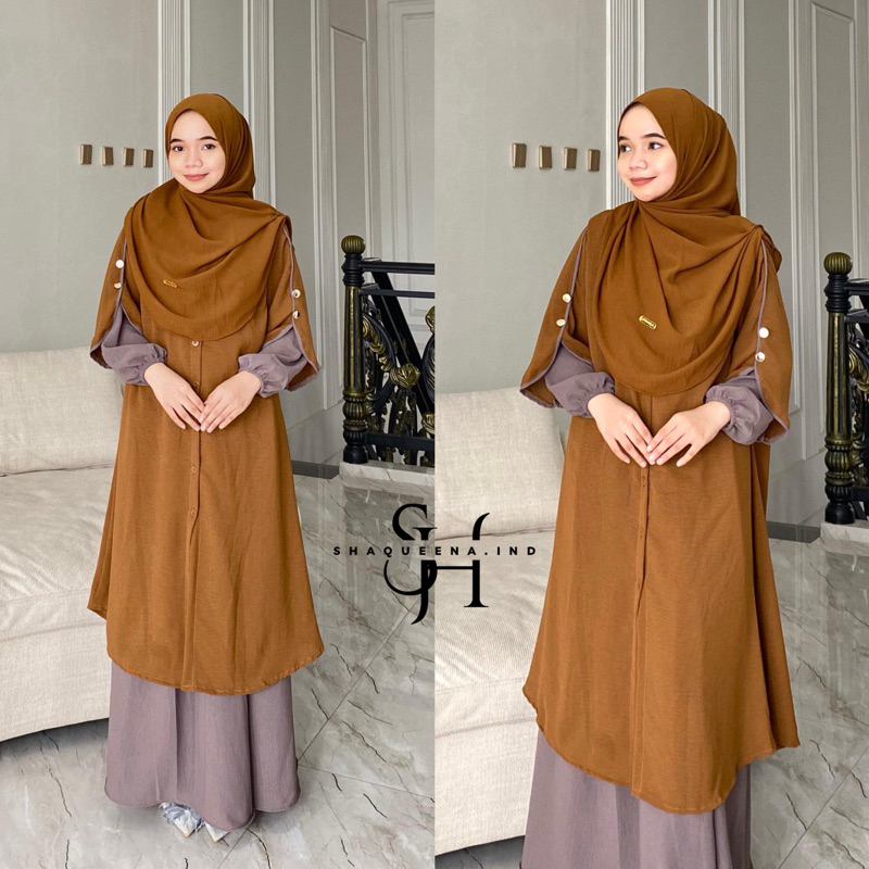 Jual (READY)One Set Rok Tunik Syar’i Muslim Set Pashmina Oval Setelan ...