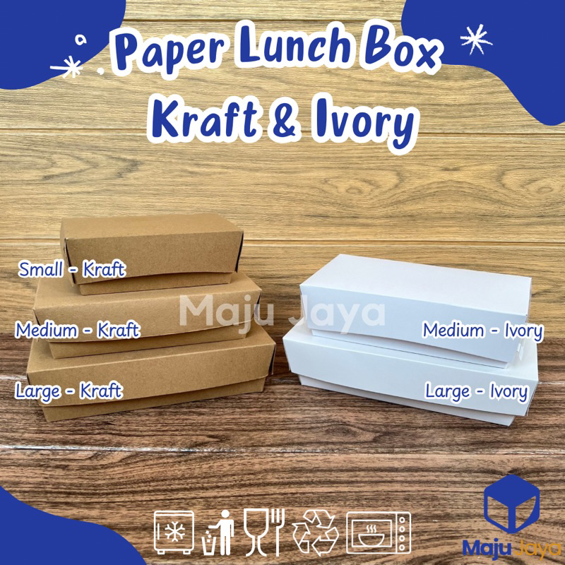 Jual Maju Jaya - [ECER] PAPER LUNCH BOX KRAFT IVORY SMALL MEDIUM LARGE ...