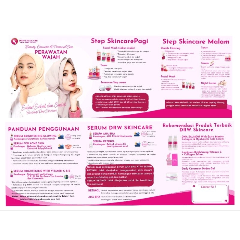 Jual Brosur DRW Skincare Panduan Penggunaan Produk DRW Skincare Lengkap | Shopee Indonesia