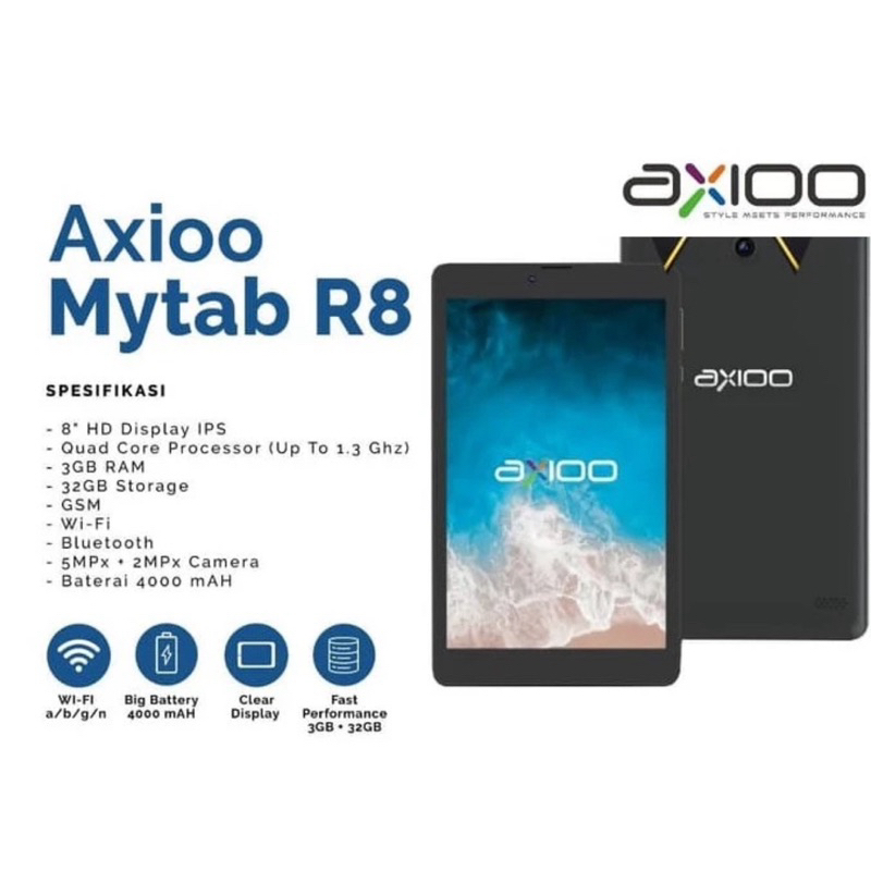 Jual Tablet Tab Axio R8 4G LTE Ram 3GB Rom 32GB os 9 Baru GRS RESMI | Shopee Indonesia