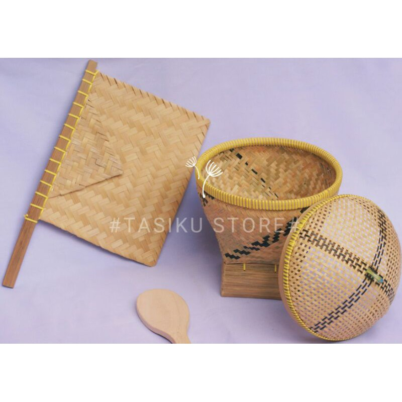 Jual Paket Komplit Wadah Nasi Boboko Bakul Bambu/ Wakul nasi bambu ...