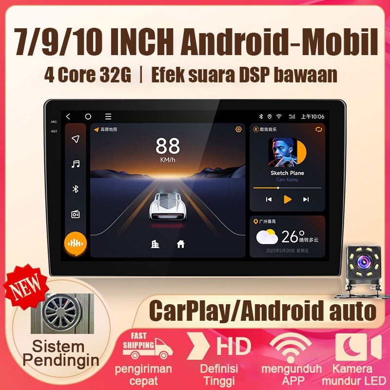 Jual with cooling system HD IPS Screen head unit android 7/9/10 inch tv android mobil Android 13 ...
