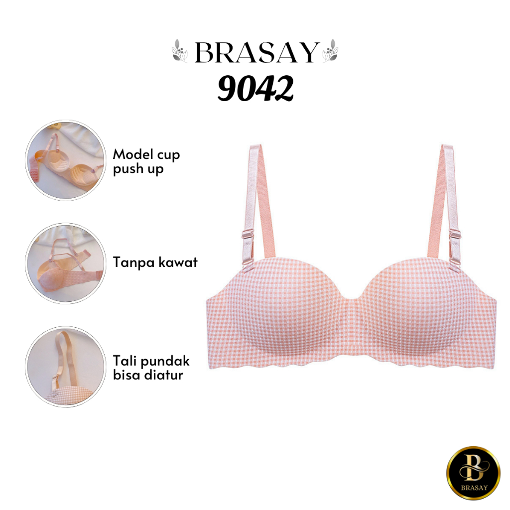 Jual Brasay Bra Wanita Tanpa Kawat Sport Bra Push Up Dengan Busa 9042 | Shopee Indonesia