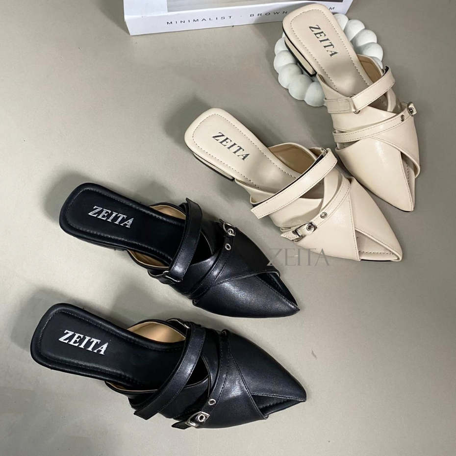 Jual ZEITA Heels Mule Wanita Terbaru Model Simpel Tinggi Hak 3cm ...