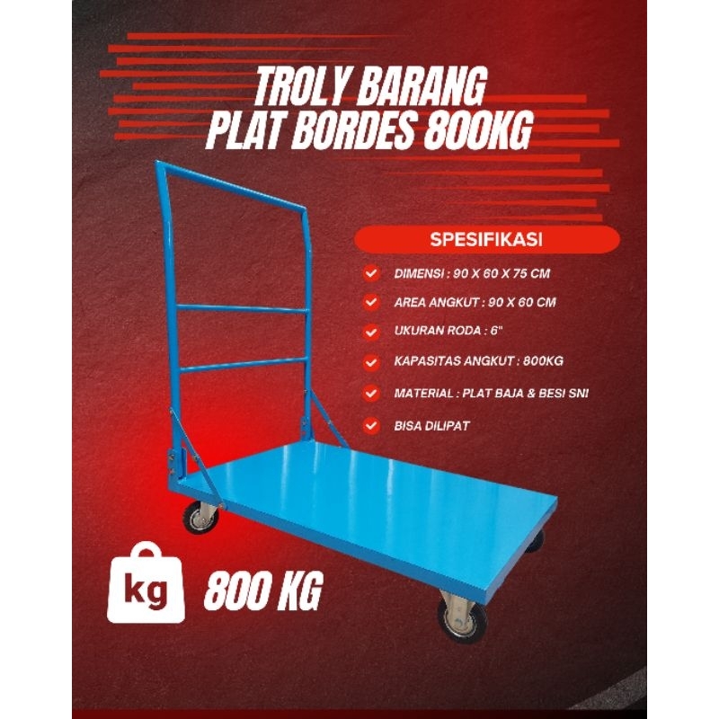 Jual Troli Barang Trolly Besi Bordes Heavy Duty Kapasitas 800kg ...