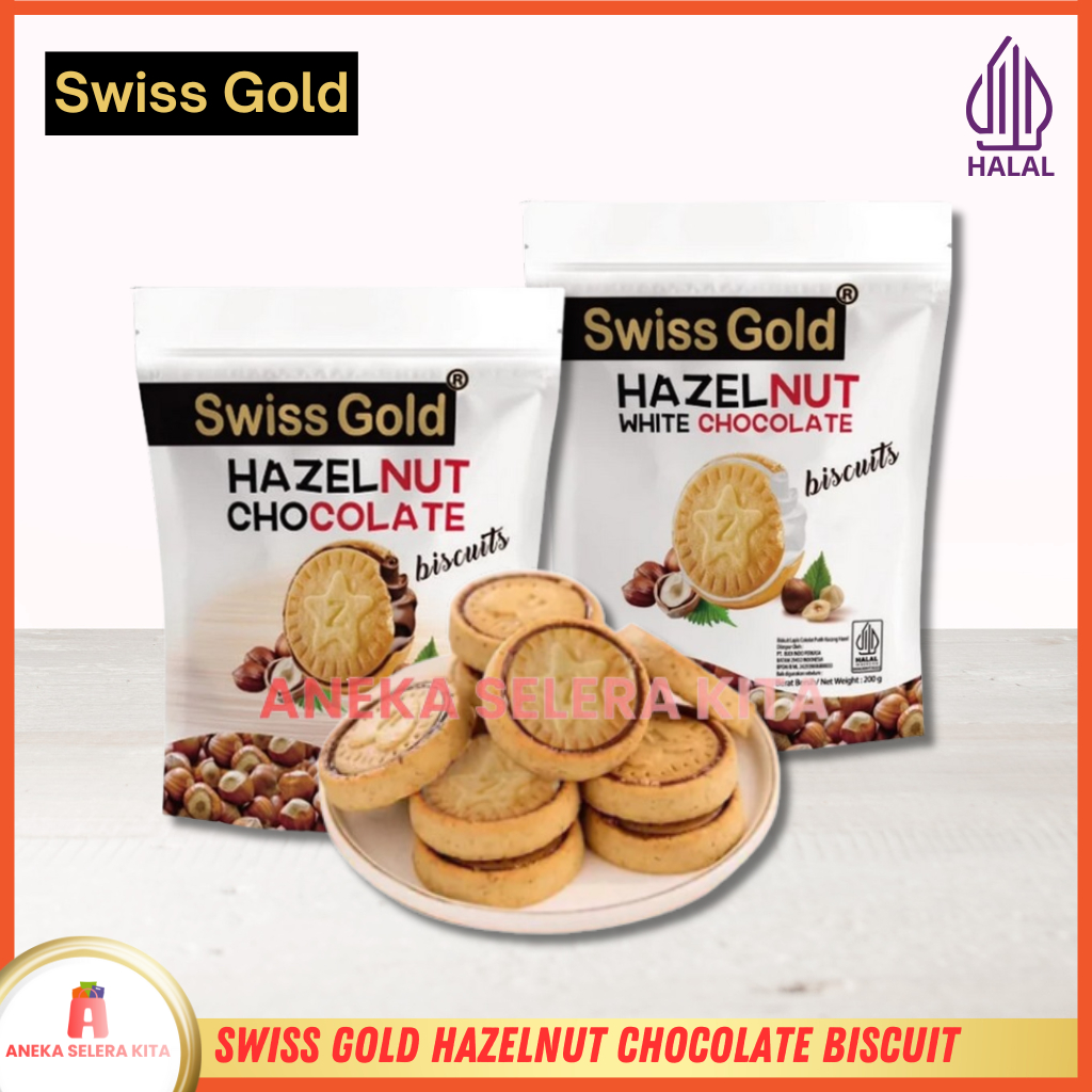 Jual Swiss Gold Hazelnut Chocolate & White Chocolate Biscuit / Hazelnut ...