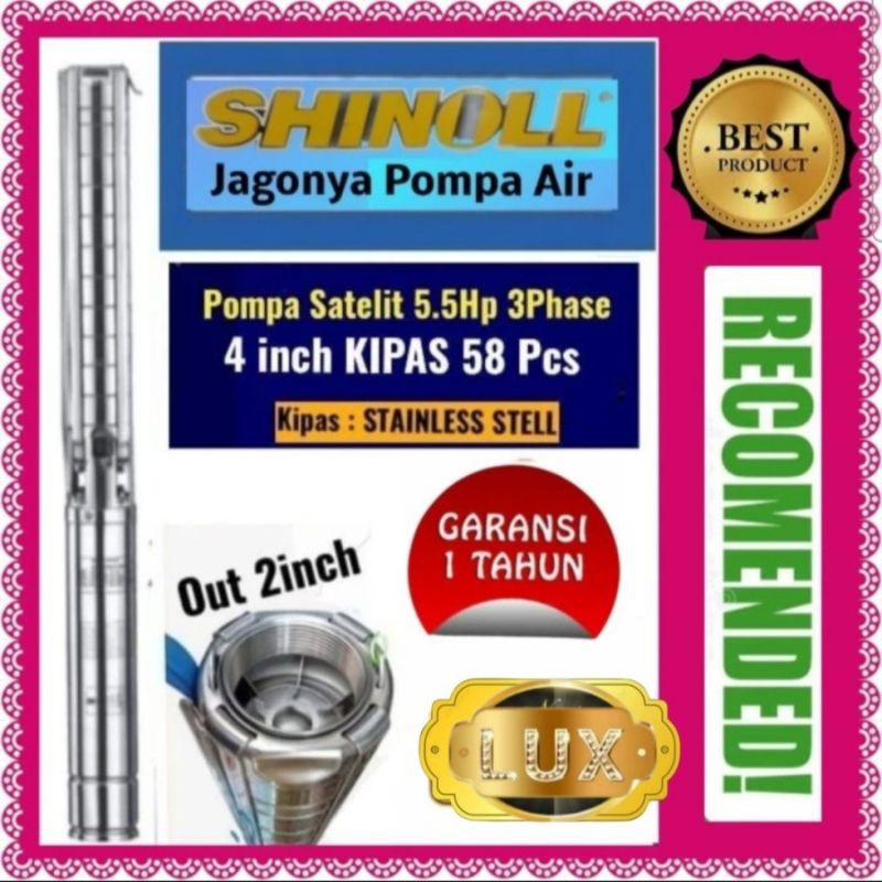 Jual Pompa satelit 4inch 5.5Hp 3phase SHINOLL Bor sumur dalam 300 meter mdl ebara archimedes 5hp ...