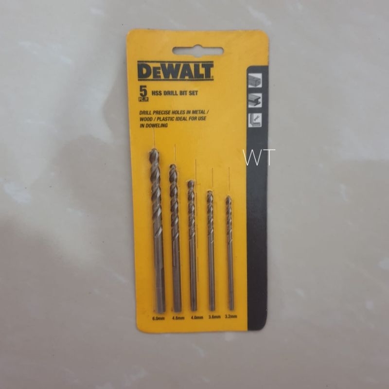 Jual Dewalt Mata Bor Set 5 pcs Hss Drill Set | Shopee Indonesia
