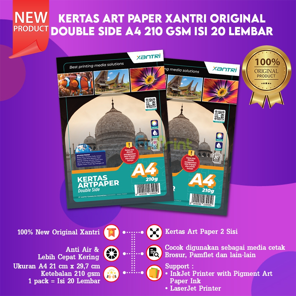 Jual FixPrint Photo Paper 210gsm 20Sheets Kertas Art Paper A4 210gsm 20 ...
