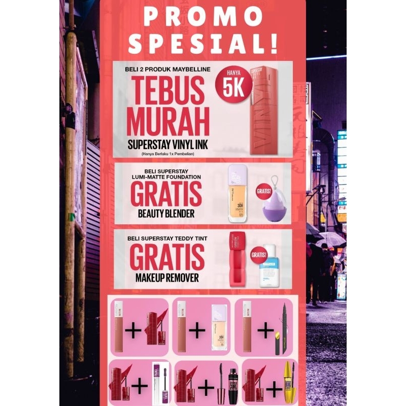 Jual promo spesial setiap pembelanjaan 2 produk mmaybelline tebus murah 5k | Shopee Indonesia