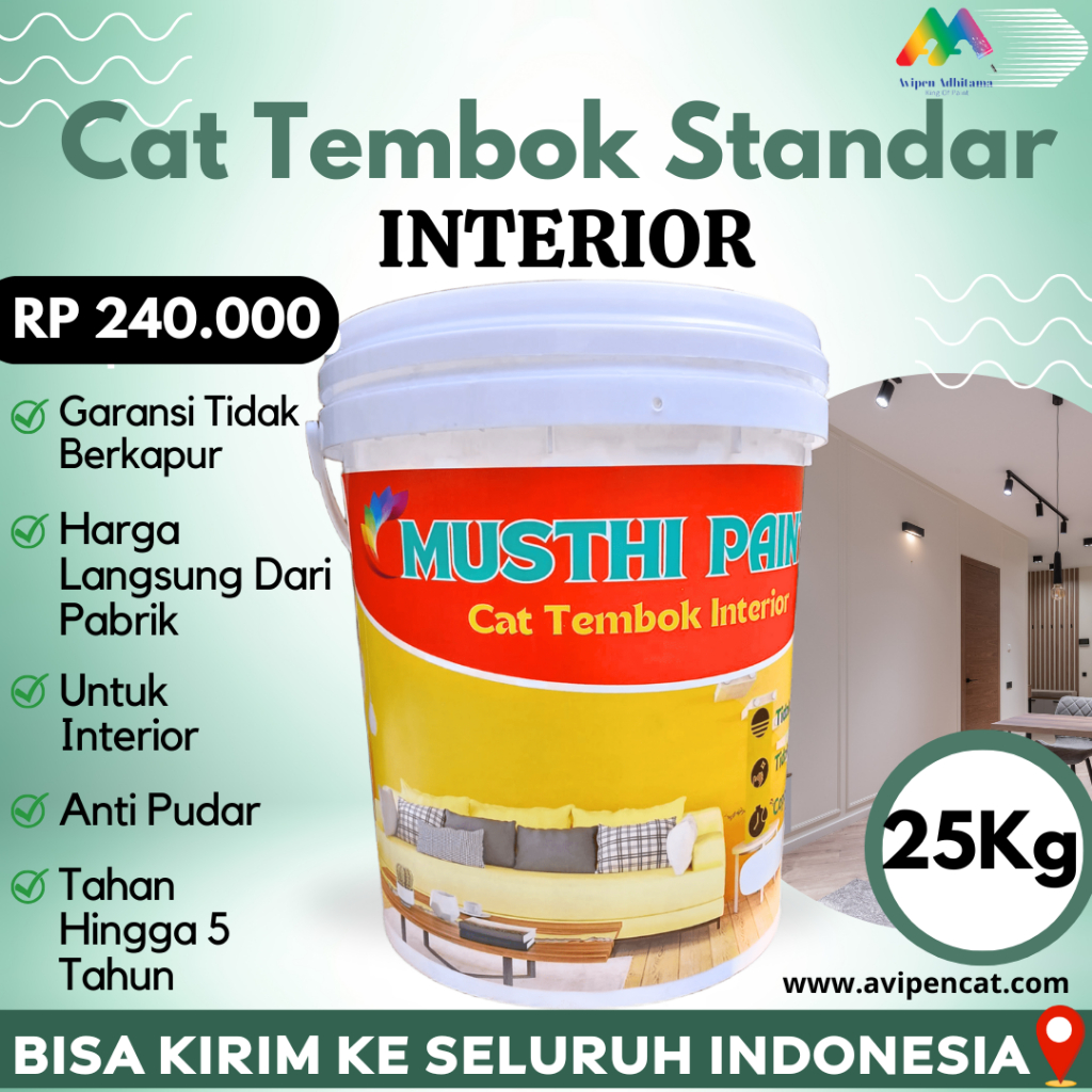 Jual Cat Tembok Dinding Interior Dalam Rumah Standar Pro Musthi Paint ...