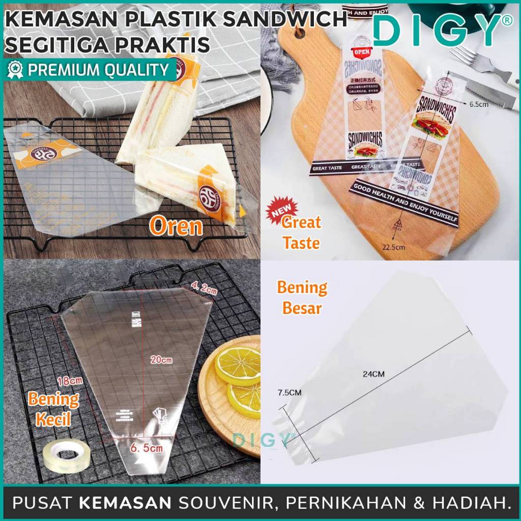 Jual [Harga / 20 pcs] Kemasan Plastik Sandwich Segitiga Praktis /Mika ...