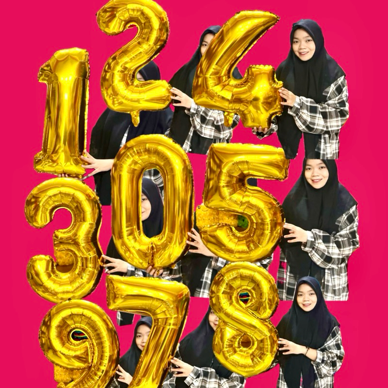 Jual Balon Foil Angka Besar 80 cm gold Balon Angka Jumbo , Balon ...
