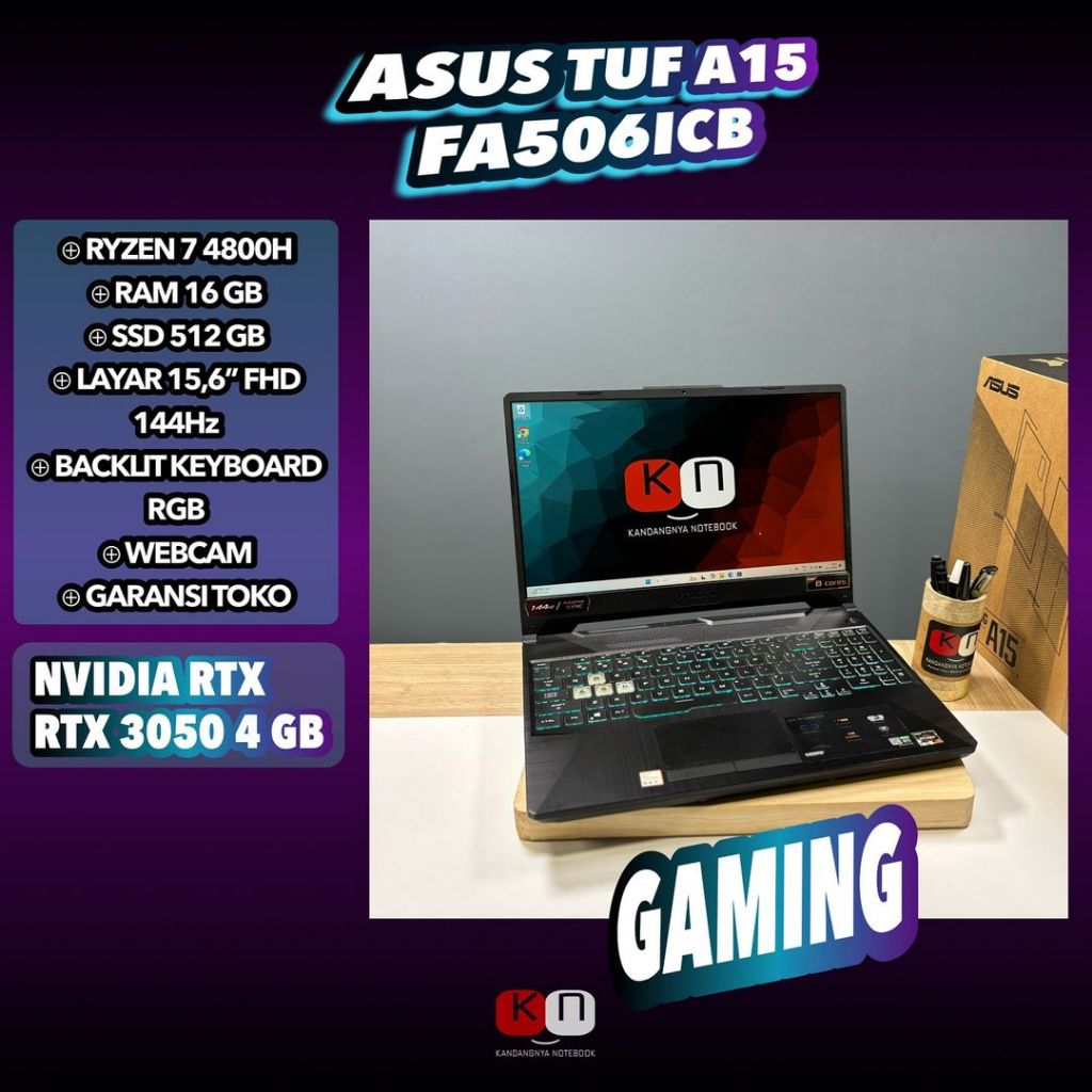 Jual Asus Tuf Gaming A15 FA506ICB RTX3050 Ryzen 7 4800H Ram 16GB Ssd ...