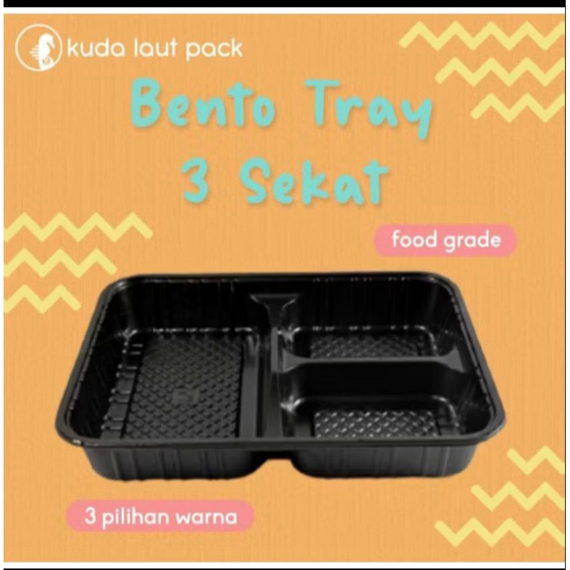Jual BENTO 3 SEKAT / BENTO TRAY / BOX NASI / TEMPAT MAKAN ISI 50pcs ...