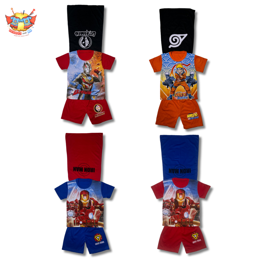 Jual Heroes and Me - Setelan Baju Anak Laki-Laki Ironm@n/Narut0/Ultram ...