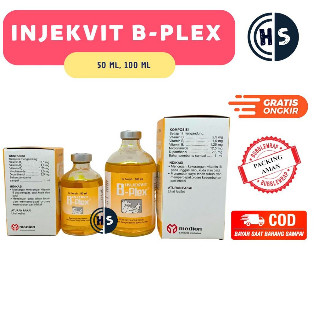 Jual INJEKVIT B PLEX 50ml dan 100ml (KUNING) - Vitamin B Complex B ...