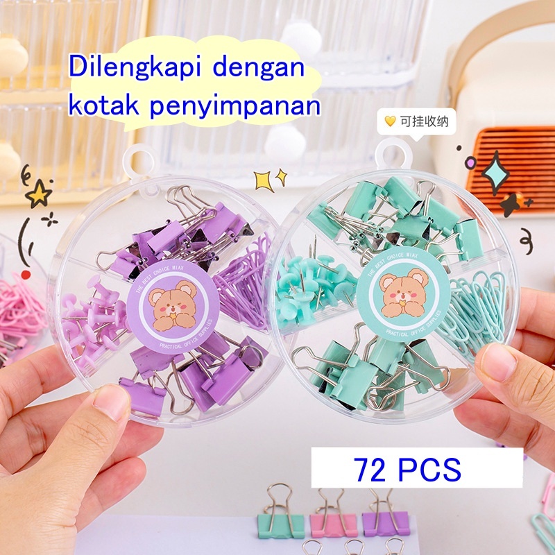 Jual 72PCS Klip ekor panjang warna Macaron klip logam perlengkapan ...