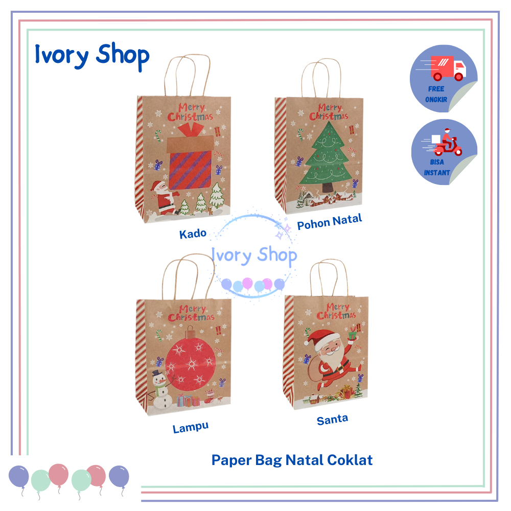 Jual Paper bag Natal Merry Christmas 3 ukuran Tas Kertas Santa Kado ...
