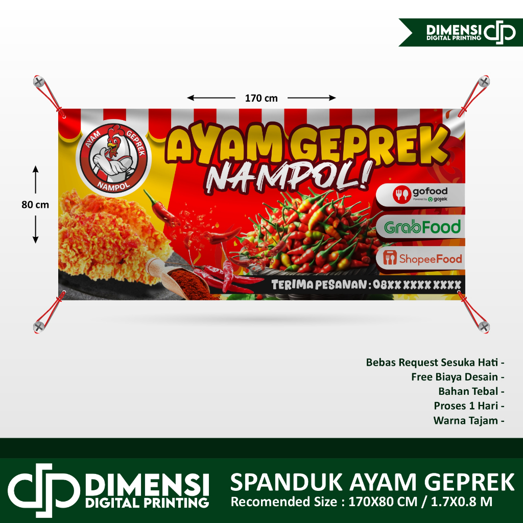 Jual SPANDUK JUALAN AYAM GEPREK / SPANDUK AYAM GEPREK / CUSTOM BANNER ...