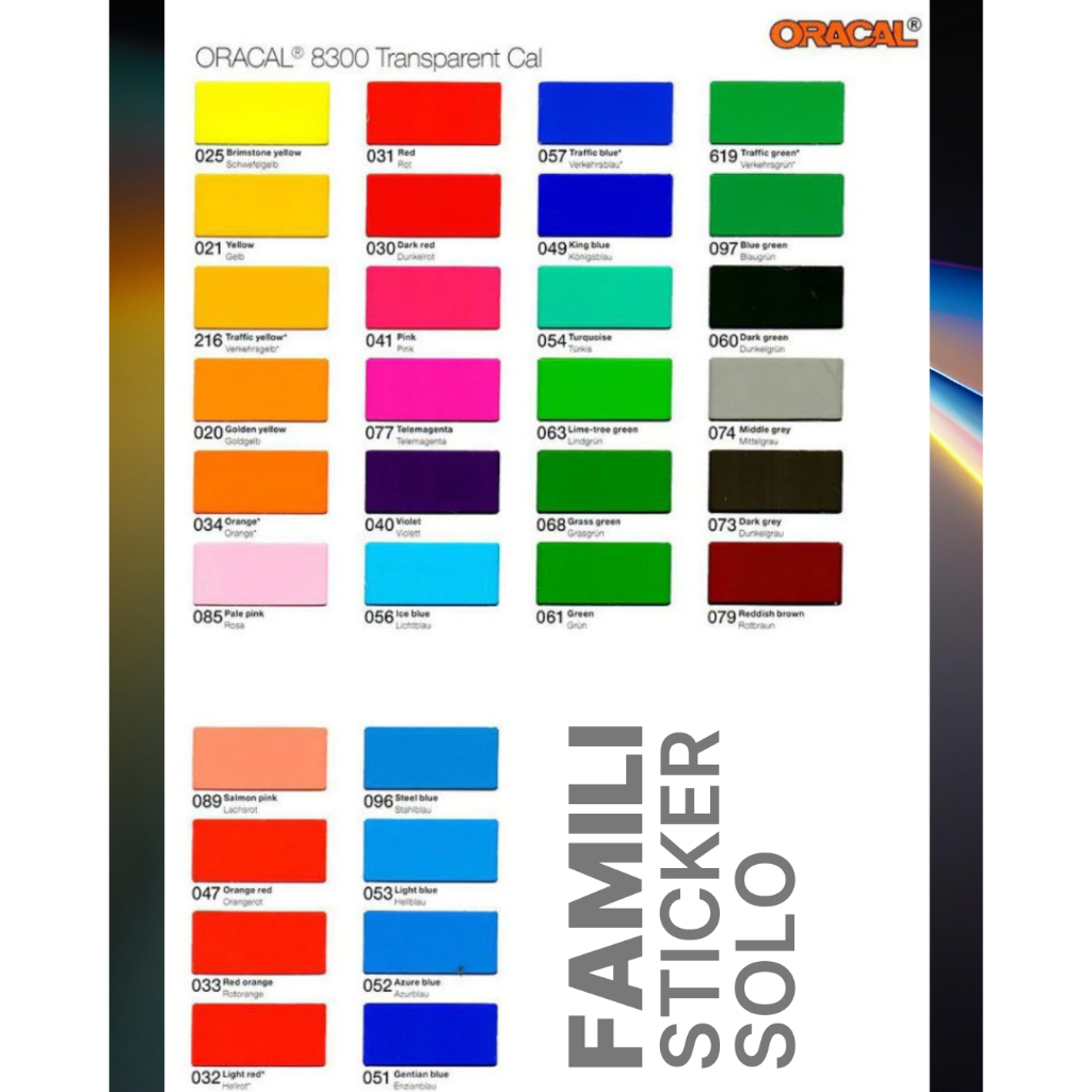Jual Stiker Skotlet ORACAL 8300 lebar 126cm (Roll) Bahan Sticker ...
