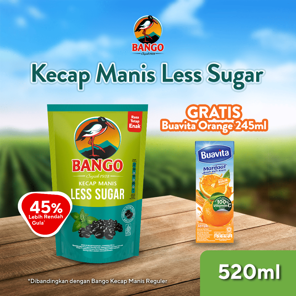 Jual Beli Bango Less Sugar 520mL GRATIS Buavita Orange 245mL | Shopee ...