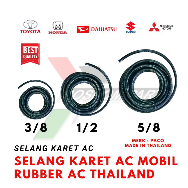 Jual Selang Karet Ac Mobil 3/8 1/2 5/8 R134 Rubber Ac karet | Shopee ...
