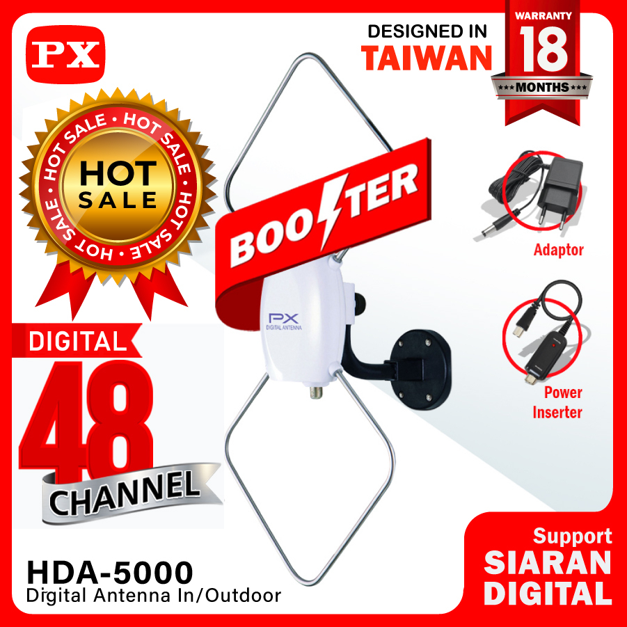 Jual Antena TV Digital Analog PX HDA-5000 Kabel 12M Booster Indoor-Outdoor | Shopee Indonesia