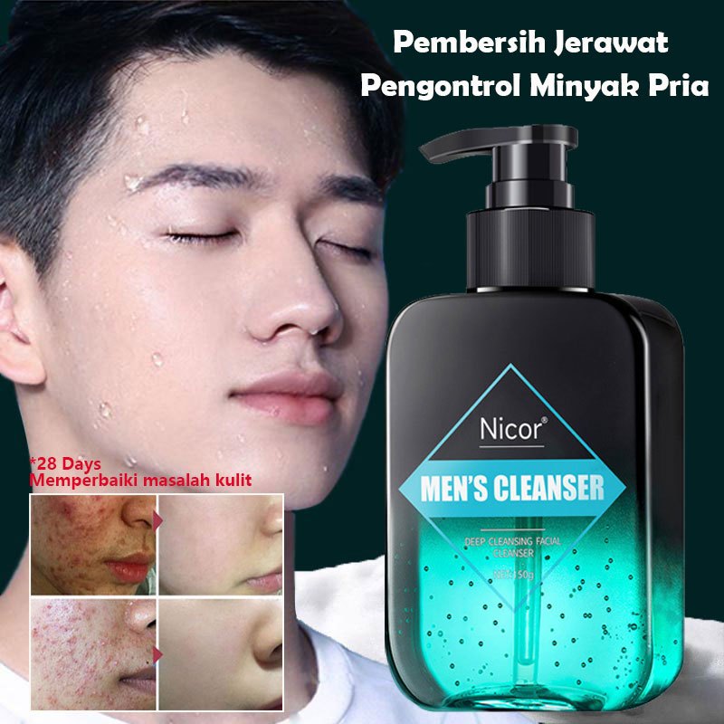 Jual [FREE GIFT]Nicor Pembersih Wajah Pria Sabun Muka Pria Jerawat ...