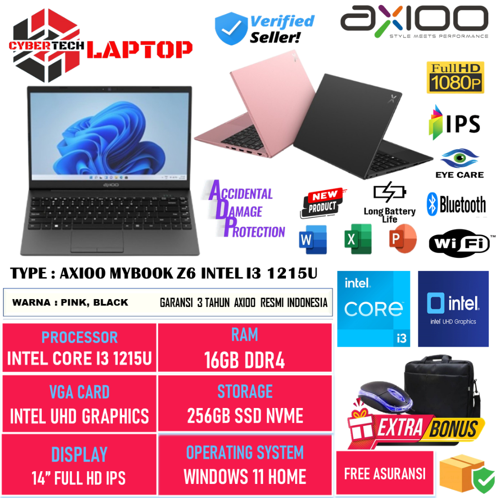 Jual Laptop Axioo MyBook Z6 Intel Core I3 1215U 8GB 256GB 14Inch Full HD IPS Windows 11 + Libre ...