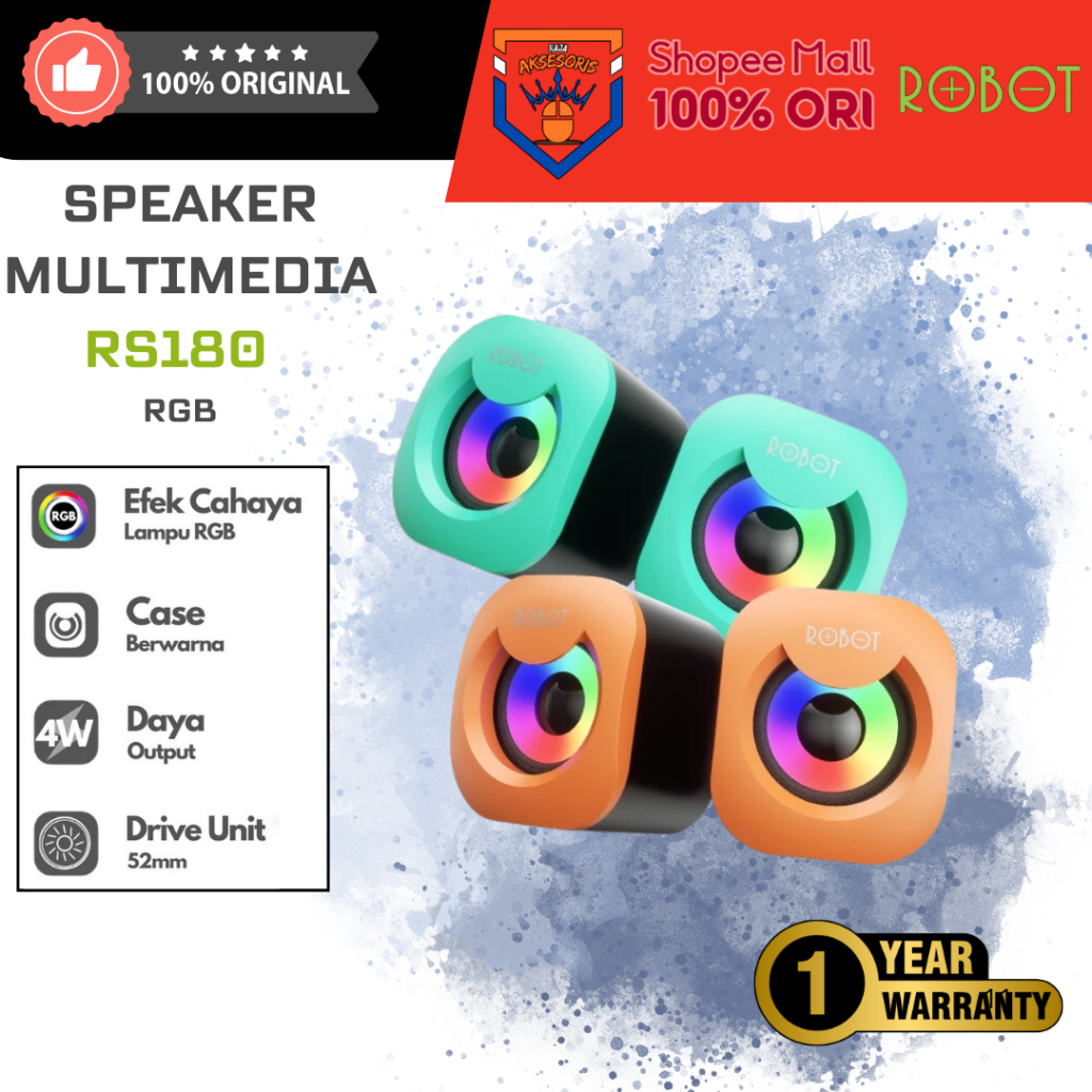Jual ROBOT Speaker USB RS180 Multimedia Portable Music Mini for Gaming Komputer Laptop Garansi 1 ...